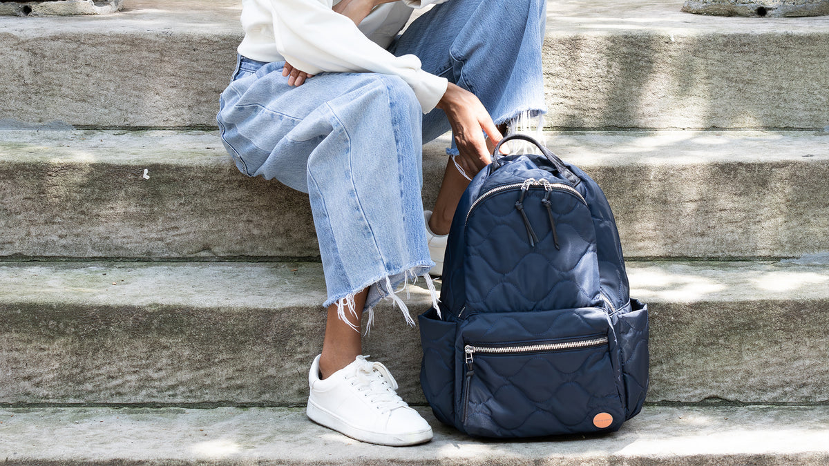 large quilted work & travel backpack | padded laptop pocket ...